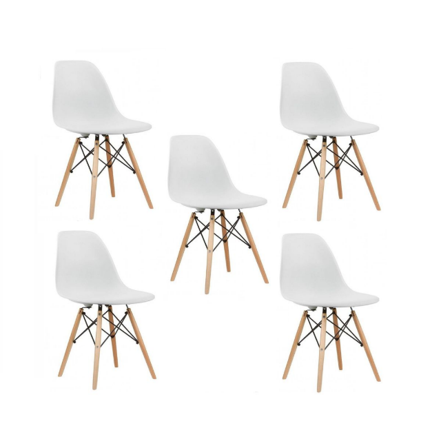 5 Piece Wooden Leg Chairs - White | Shop Today. Get it Tomorrow ...
