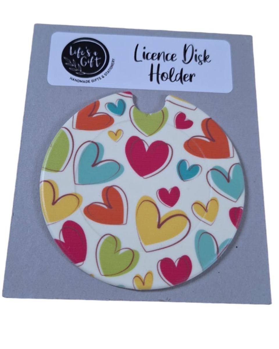 Licence Disk Holder - White with Assorted Colours Hearts | Shop Today ...