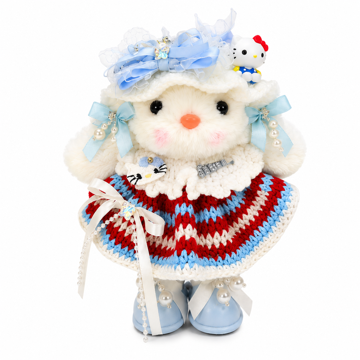 Handmade Cute Bunny Plush Toy with Hand-Knitted Dress | Shop Today. Get ...