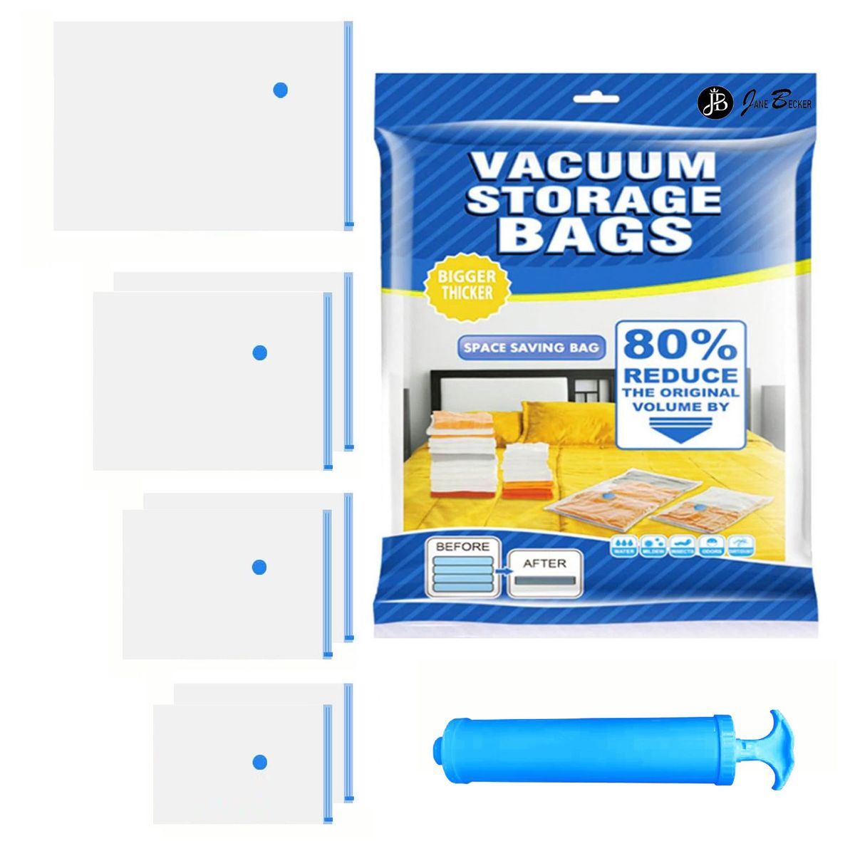 Jane Becker Premium 8-Piece Vacuum Storage Bag For Clothes Bedding ...