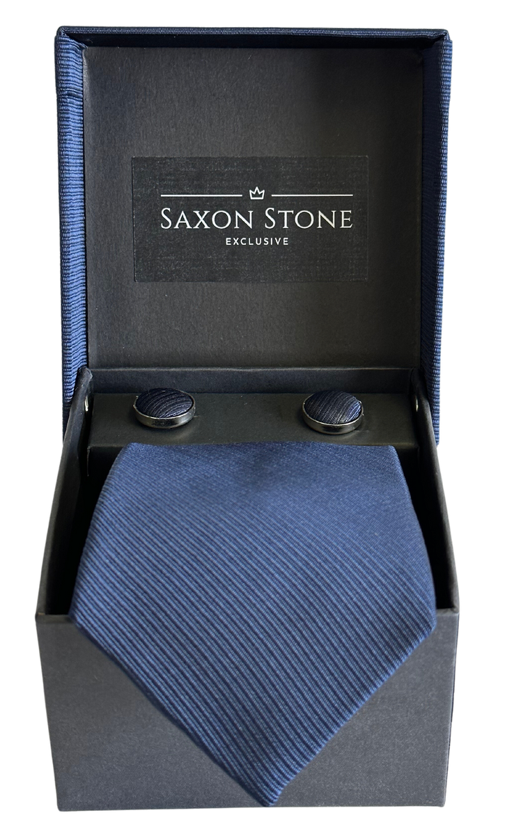 Saxon Stone Men's Knight Blue Tie, Pocket Square and Cufflinks - Gift ...
