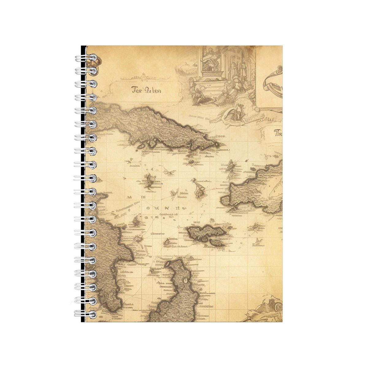 Paper A5 Notebook Spiral and Lined Maps Graphic Notepad Design Present ...