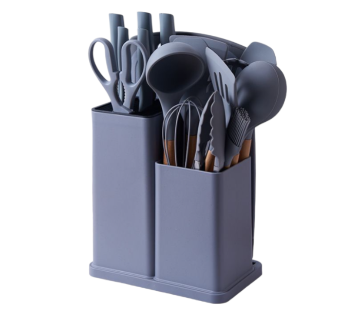 18 Pieces Modern BPA silicone Tip Kitchen Utensil Set With Stand | Shop ...
