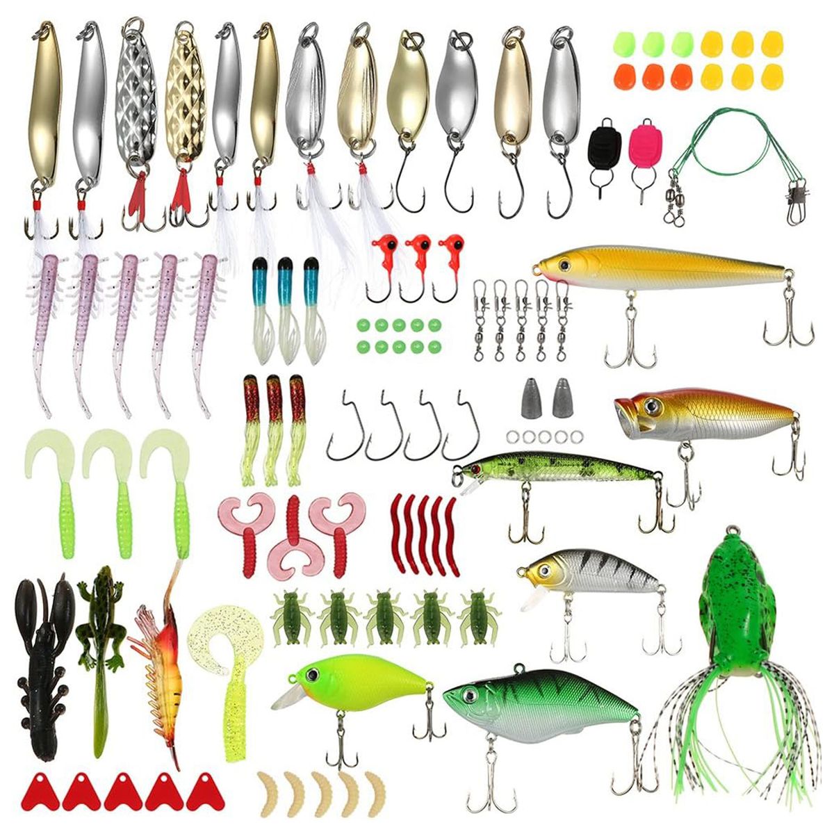 Fishing Lures Kit 105 Piece Predator Artificial Fishing Bait with ...
