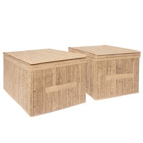 Creative Deco SET OF 2 Storage Boxes - Collapsible - Wood Grain Design ...