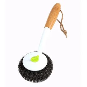 Removable Steel Wire Pot Brush Scouring Pad With Long Handle | Shop ...