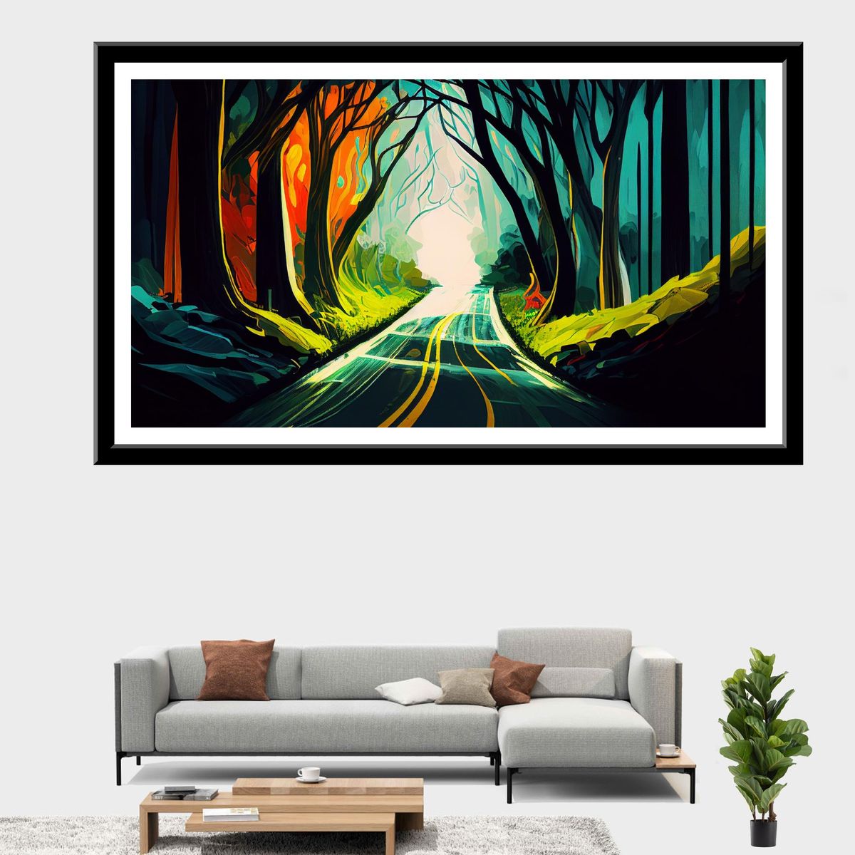 Wall Art Unframed - Forest Abstract Road Narrowing Into The Forest ...