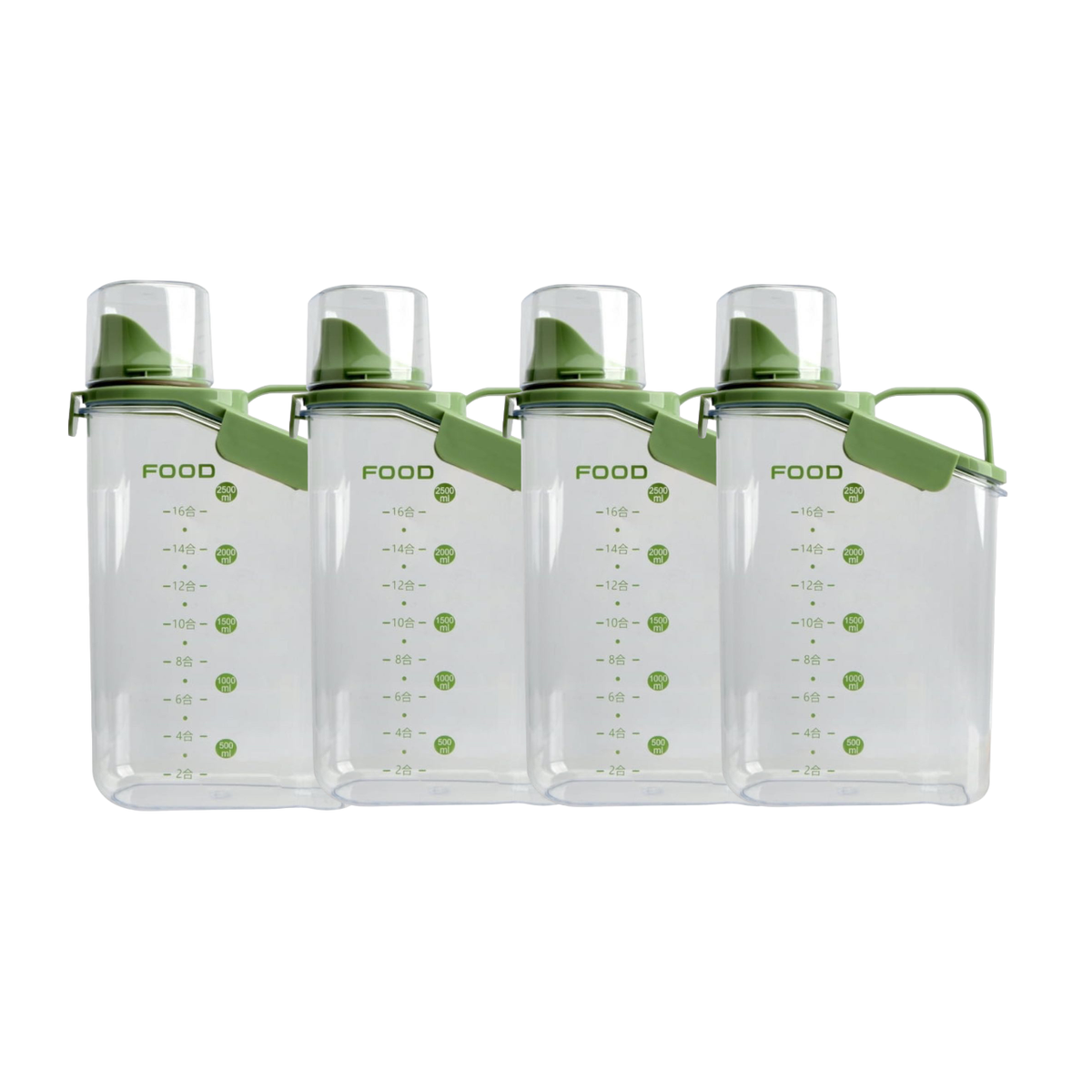2L Airtight Storage Containers with Flip Lid Dry Food Dispenser - 4 ...