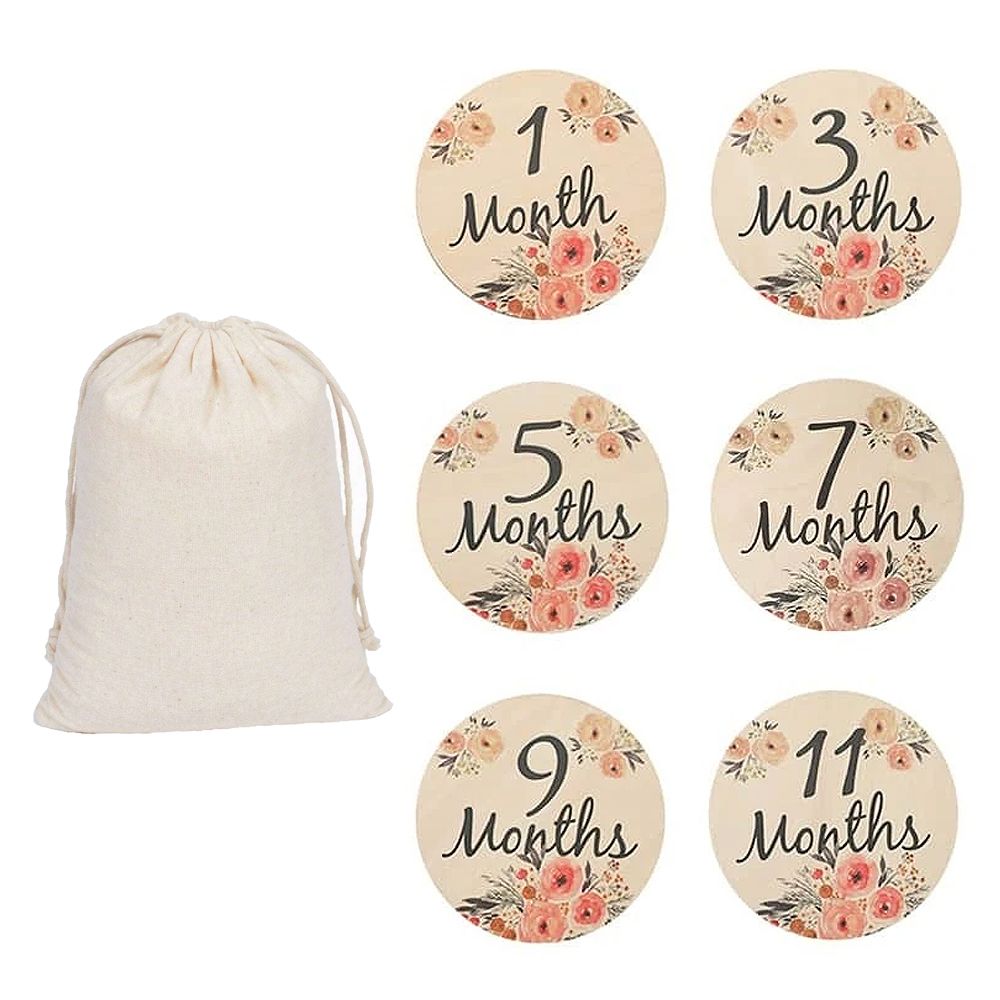 Double Sided Wooden Floral Baby Milestone Disc Cards - Set of 6 | Shop ...