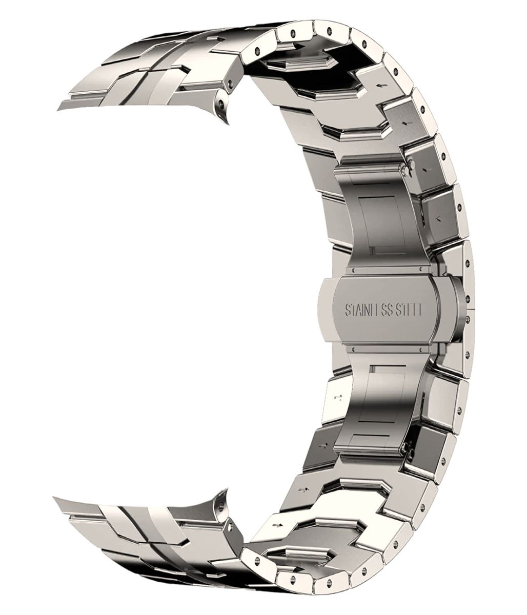 Stainless Steel Link Strap With Butterfly Clasp Compatible with Apple ...