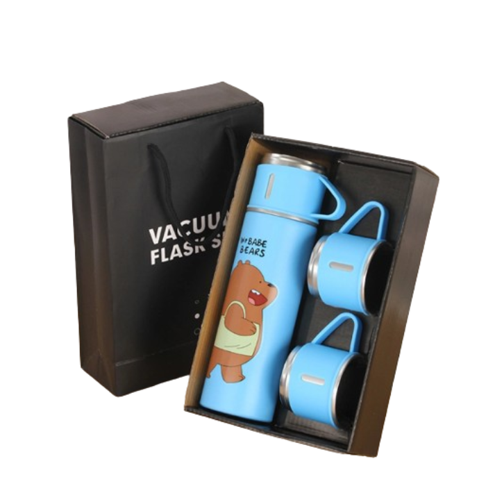 Animated 500ml Insulated Vacuum Flask Set with 3 Mugs - Blue | Shop ...