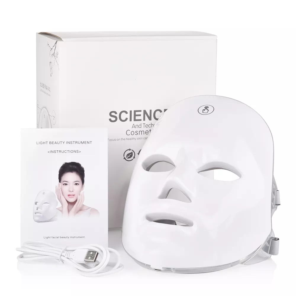 LED Face Mask Light Therapy, 7 LED Facial Skin Care Mask for All Skin ...