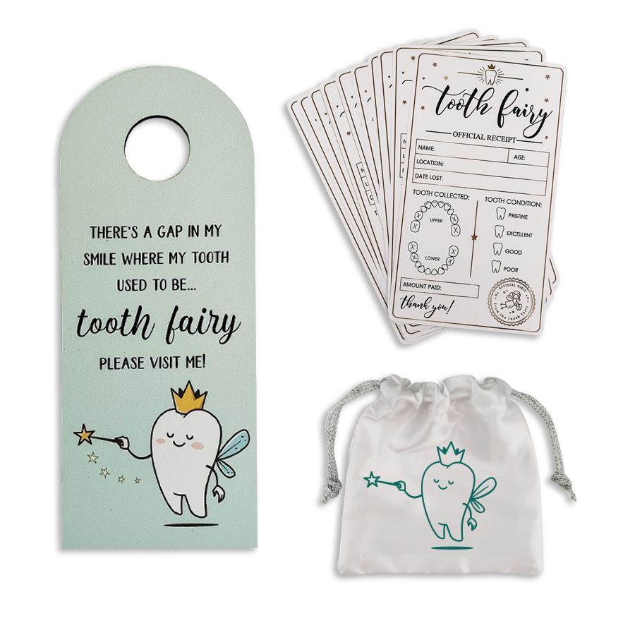 Blue Tooth Fairy Gift Bundle with Drawstring Bag, Door Hanger ...