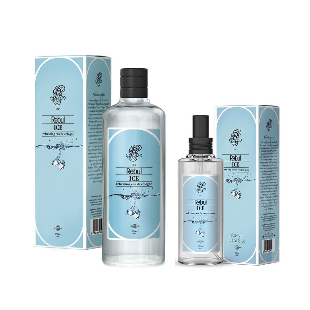 Rebul Ice Eau de Cologne 270 ml & 100ml Glass Bottle - Set of 2 | Buy ...