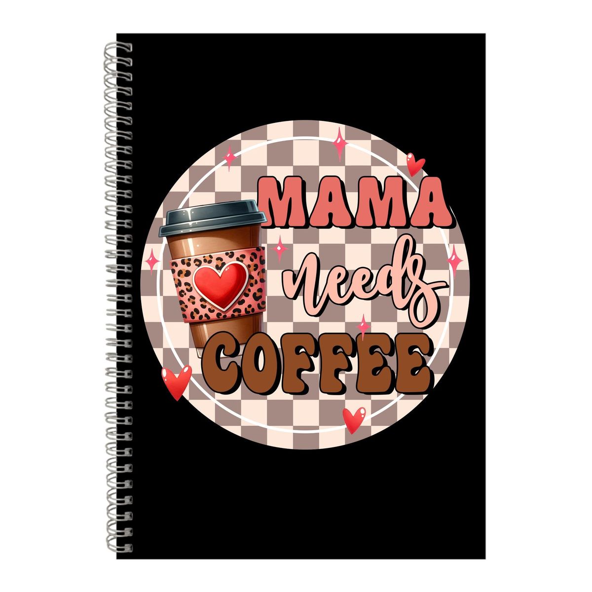 Plate A4 Notebook Spiral and Lined Coffee Mama Graphic Mom Notepad Gift ...