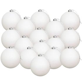 16 Pieces Medium Hanging Glitter Snowball Ornaments for Christmas Tree ...