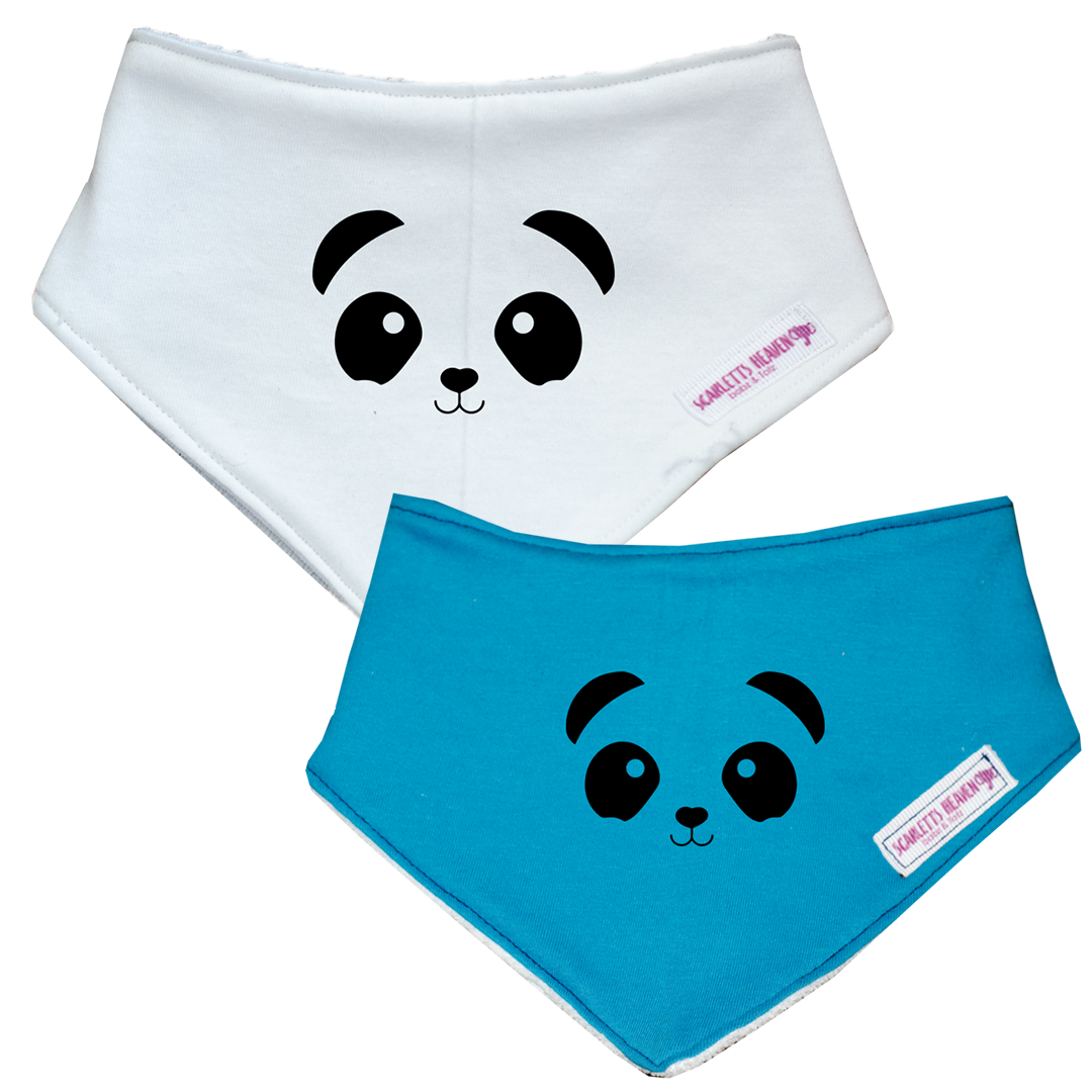Baby Bandana Bib - White and Blue Panda Combo - Set of 2 | Buy Online ...