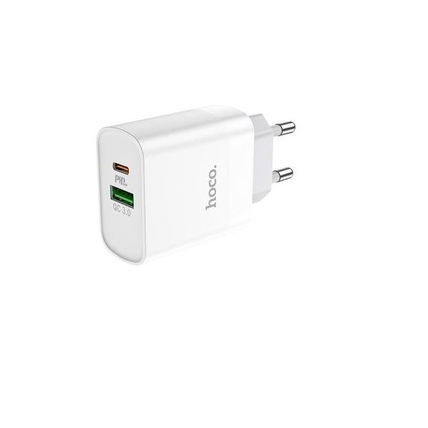 Hoco Dual Fast Charging Adapter (Type C + USB) - 20W - Qualcomm 3.0 ...