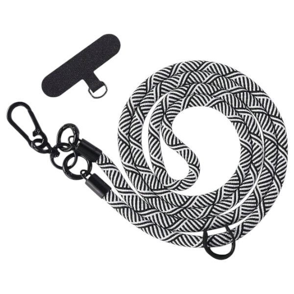 Hands-Free Universal Phone Lanyard With Secure Clip - Black & White ...