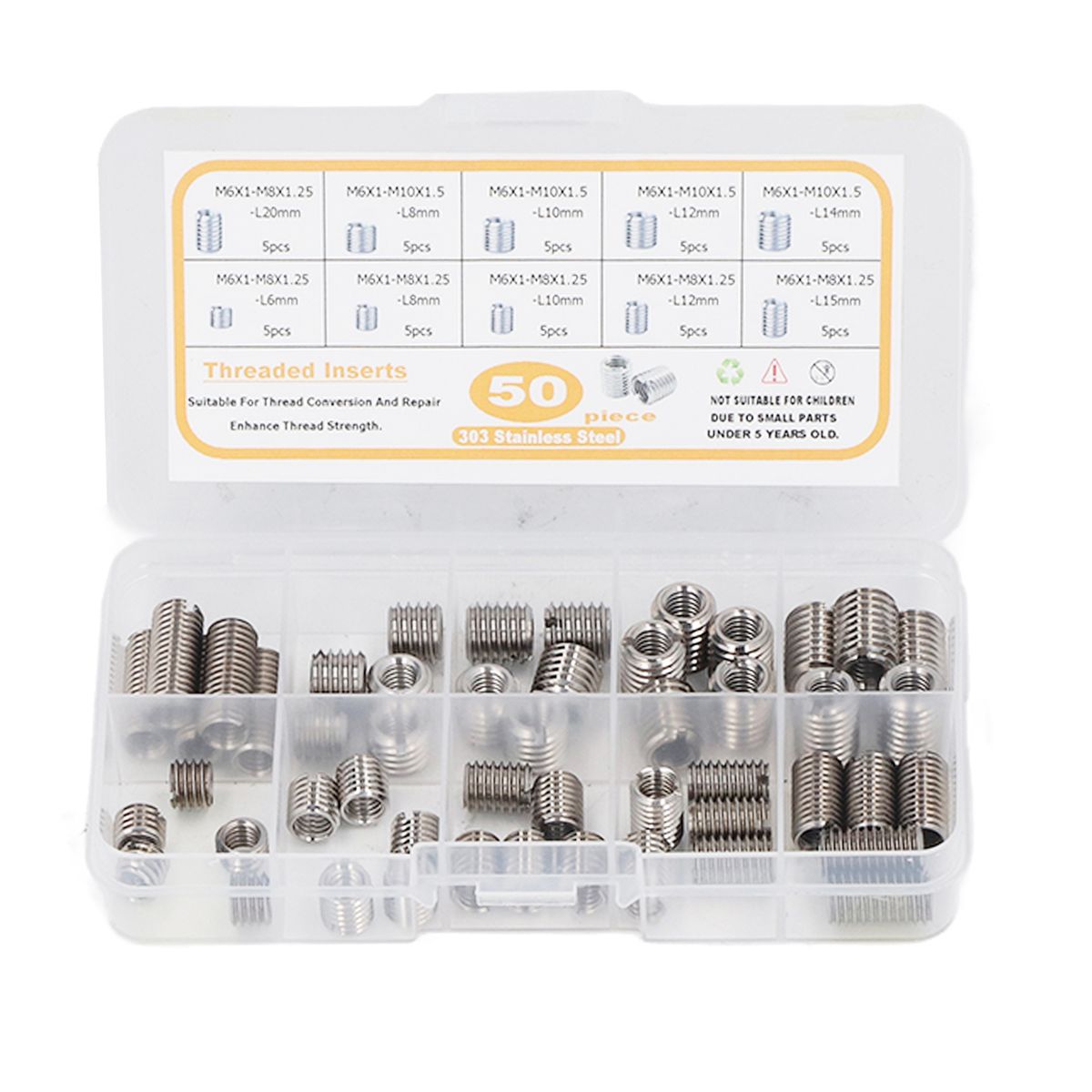50 Pieces M6x1 Threaded Inserts (303SS) | Shop Today. Get it Tomorrow ...