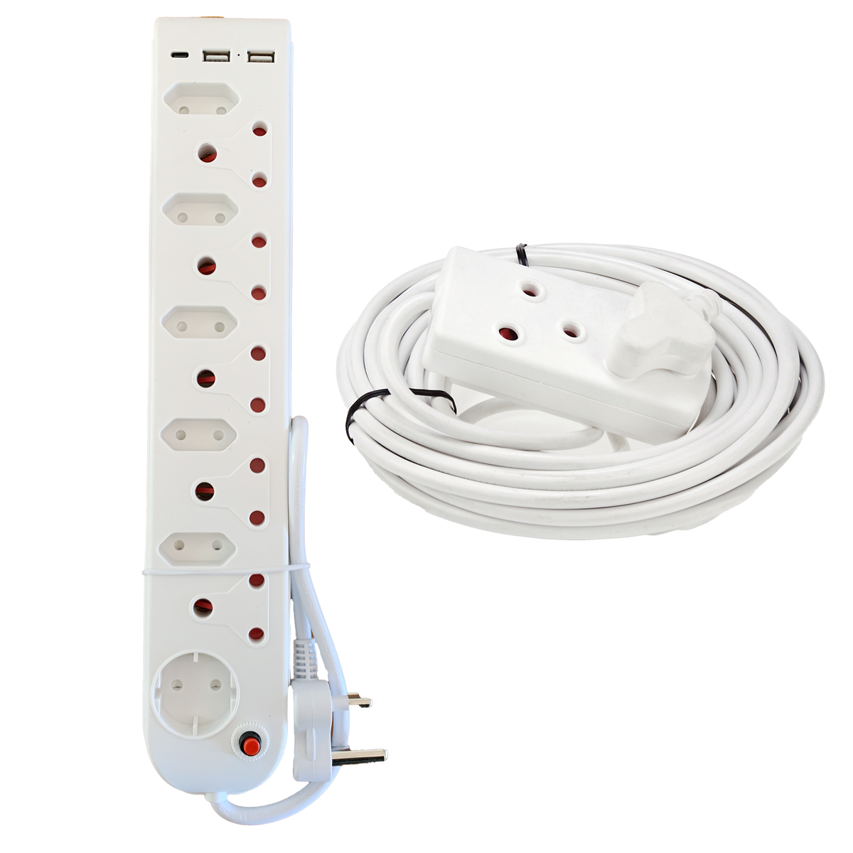 Value Tree White 11 Way Multiplug With USB and USB C + 15M Extension ...