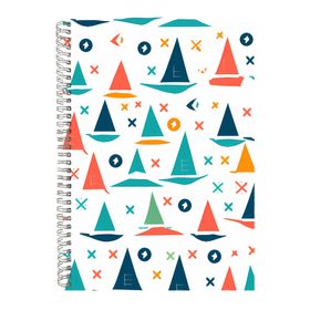 Boats_9 A4 Notebook Spiral Lined Boat Patterns Graphic Notepad Present ...