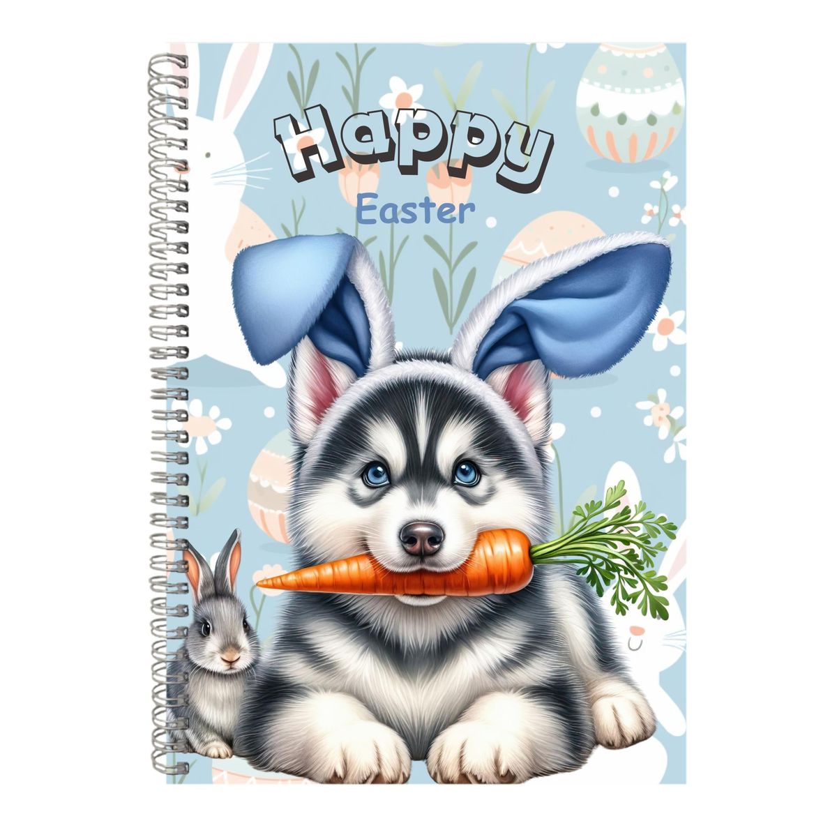 Husky A4 Notebook Spiral and Lined Dog Easter Graphic Notepad Present ...