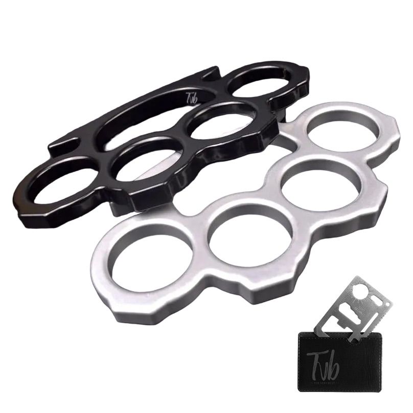 Stealth Knuckle Duster Set - Silver & Black Handle For Self-Defense ...