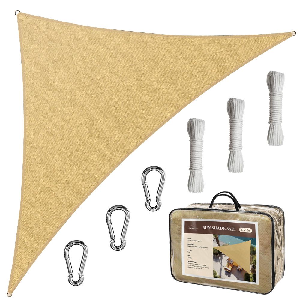 Chenshia Sun Shade Sail UV Block Canopy & installation Kit 3.6x3.6m ...