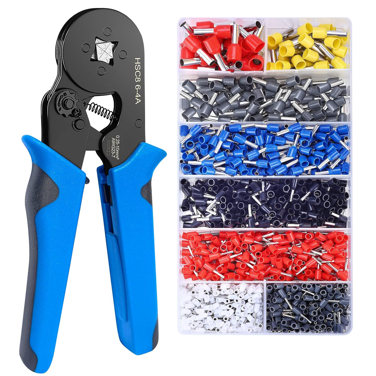 Ferrule Crimping Tool Kit Crimper Plier with 1200Pcs Wire End Terminals ...