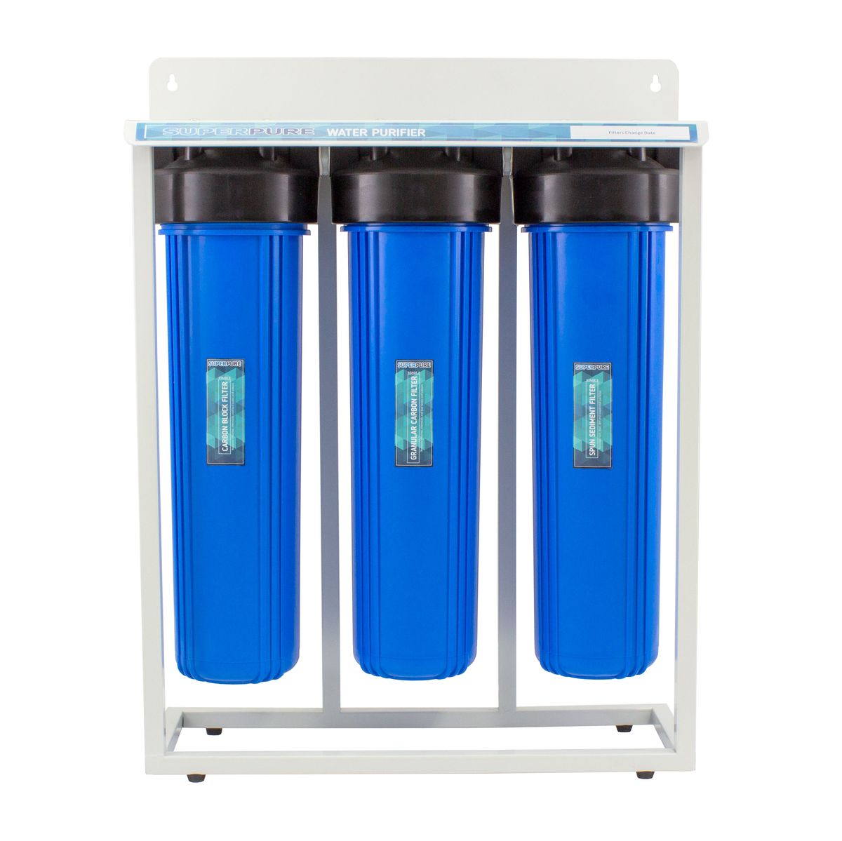 SUPERPURE 3-Stage Big Blue Whole House Water Filtration System on Stand ...
