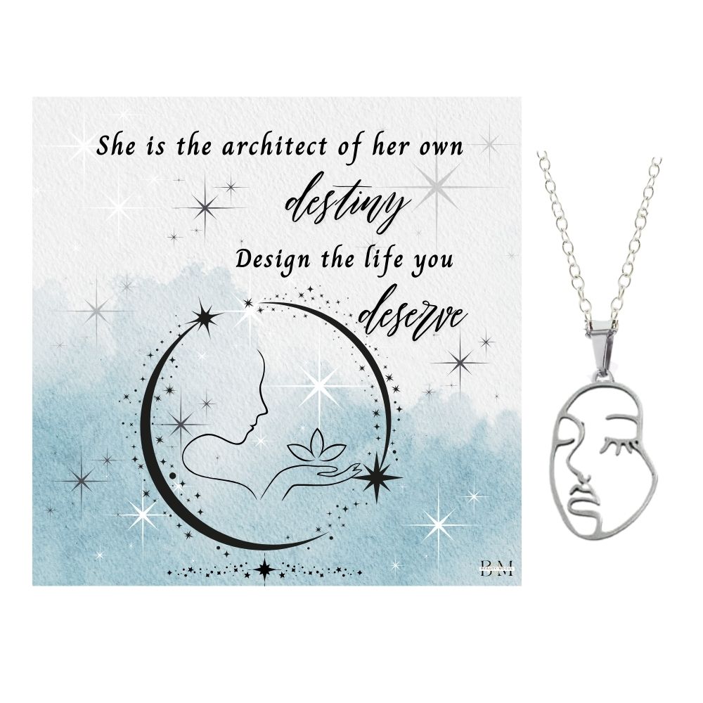 Women Silver Design Your Destiny Pendant Necklace, Card Gift Set | Shop ...