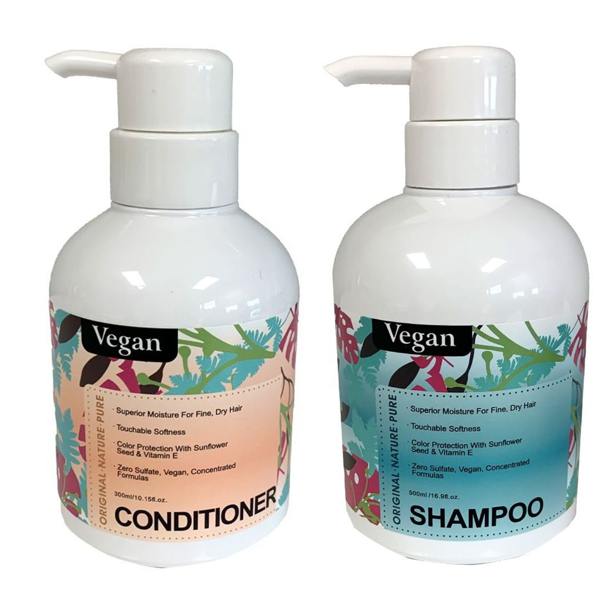 Sulfate Free Vegan Shampoo & Conditioner (Cruelty Free, Vitamin E ...