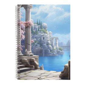 Lake A4 Notebook Spiral Lined Trendy Old Ruins Graphic Notepad Present ...