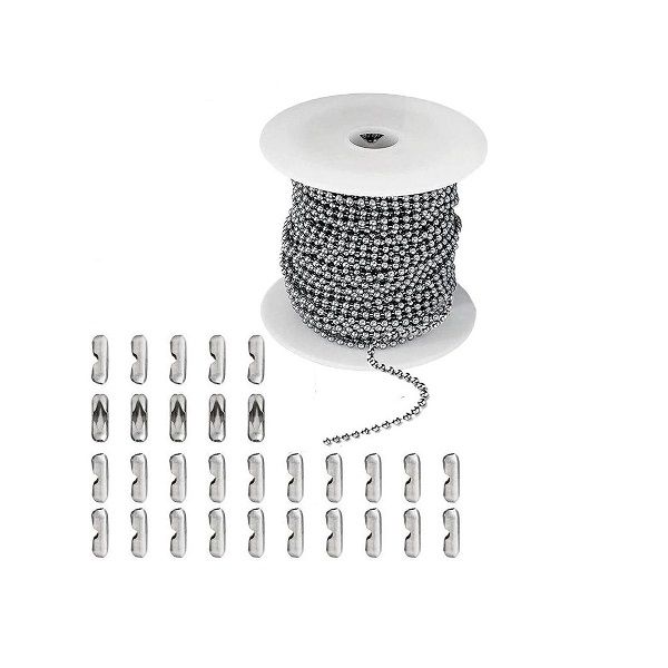 Stainless Steel DIY Ball Bead Chain 10M & 30 Connectors Clasps - Silver ...