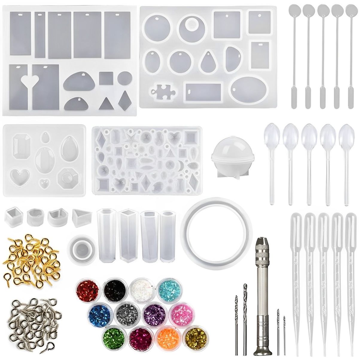 141Pcs Resin Silicone Mold Set DIY Jewelry Making Supply Kit Resin ...