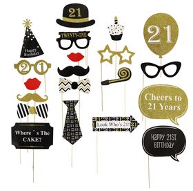 20-Piece 21st Happy Birthday Party Favors Photobooth Props | Shop Today ...