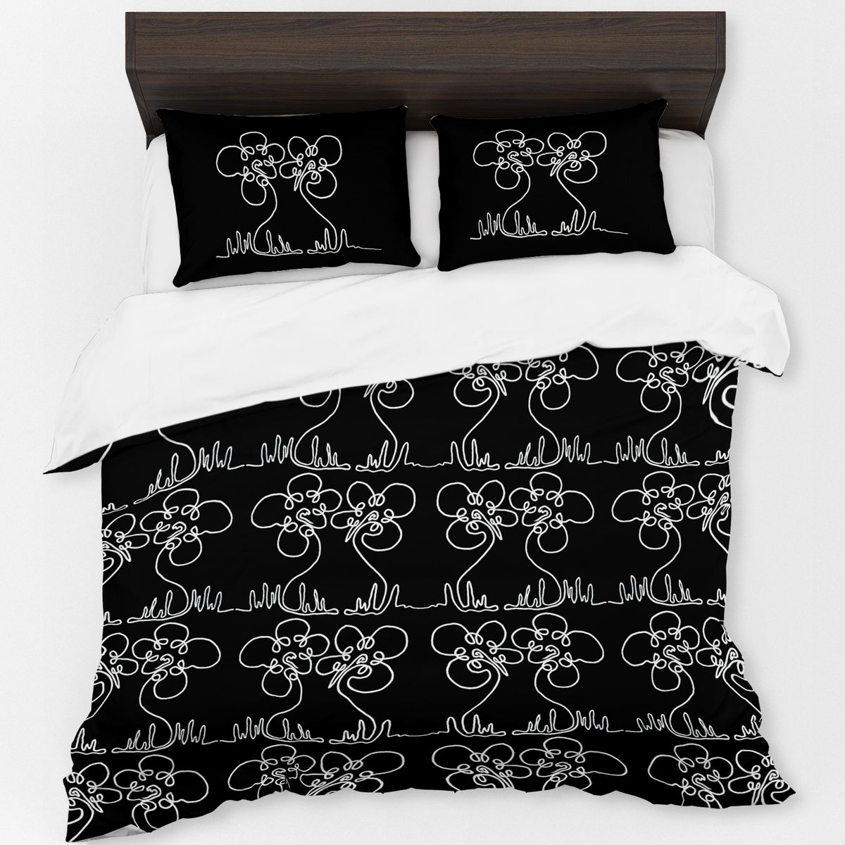 Flower Pattern On Black By Fifo Duvet Cover Set | Shop Today. Get it ...