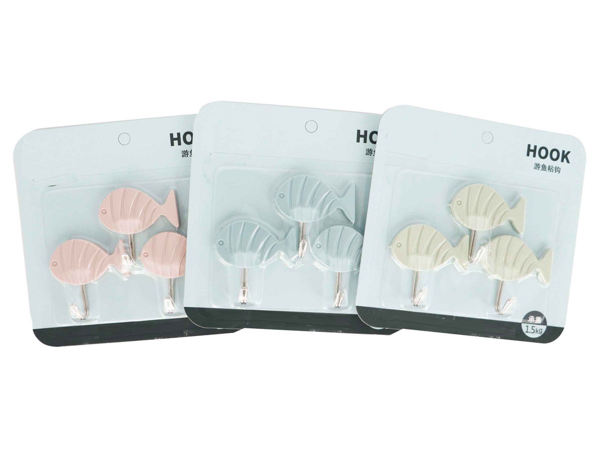 Cute Adhesive Wall Hook Cartoon Wall Hanger Coat Hook - 9 piece Fish ...