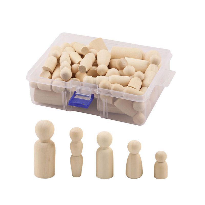 40 Piece Unfinished Wooden Figures Peg Dolls for Kids DIY Art Craft ...