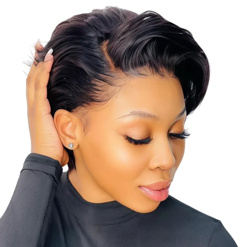 VSP Short Bob Pixie Cut Wig-13x4 Lace Frontal Straight Human Hair Wigs ...