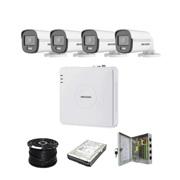 Hikvision 4ch Turbo HD Kit - HD DVR - 4 x 1080p ColorVu Cameras - 20M ...
