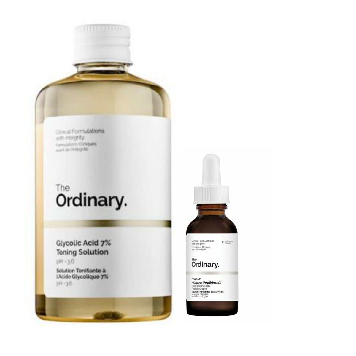 Glycolic Acid 7% Toning Solution & Buffet + Copper Peptides 1% - Pack ...