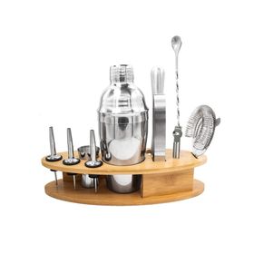Stainless Steel Cocktail Shaker Set 11 Pieces Bartender Tools Kit-550ml ...