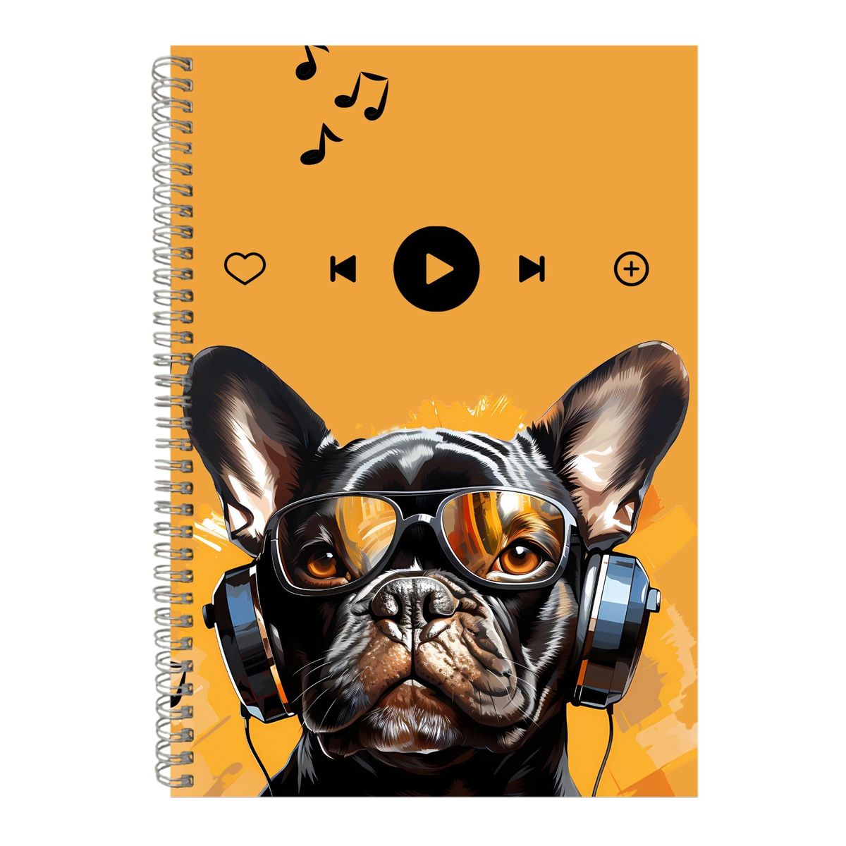 Cool A4 Notebook Spiral Lined Trendy Frenchies Graphic Notepad Present ...
