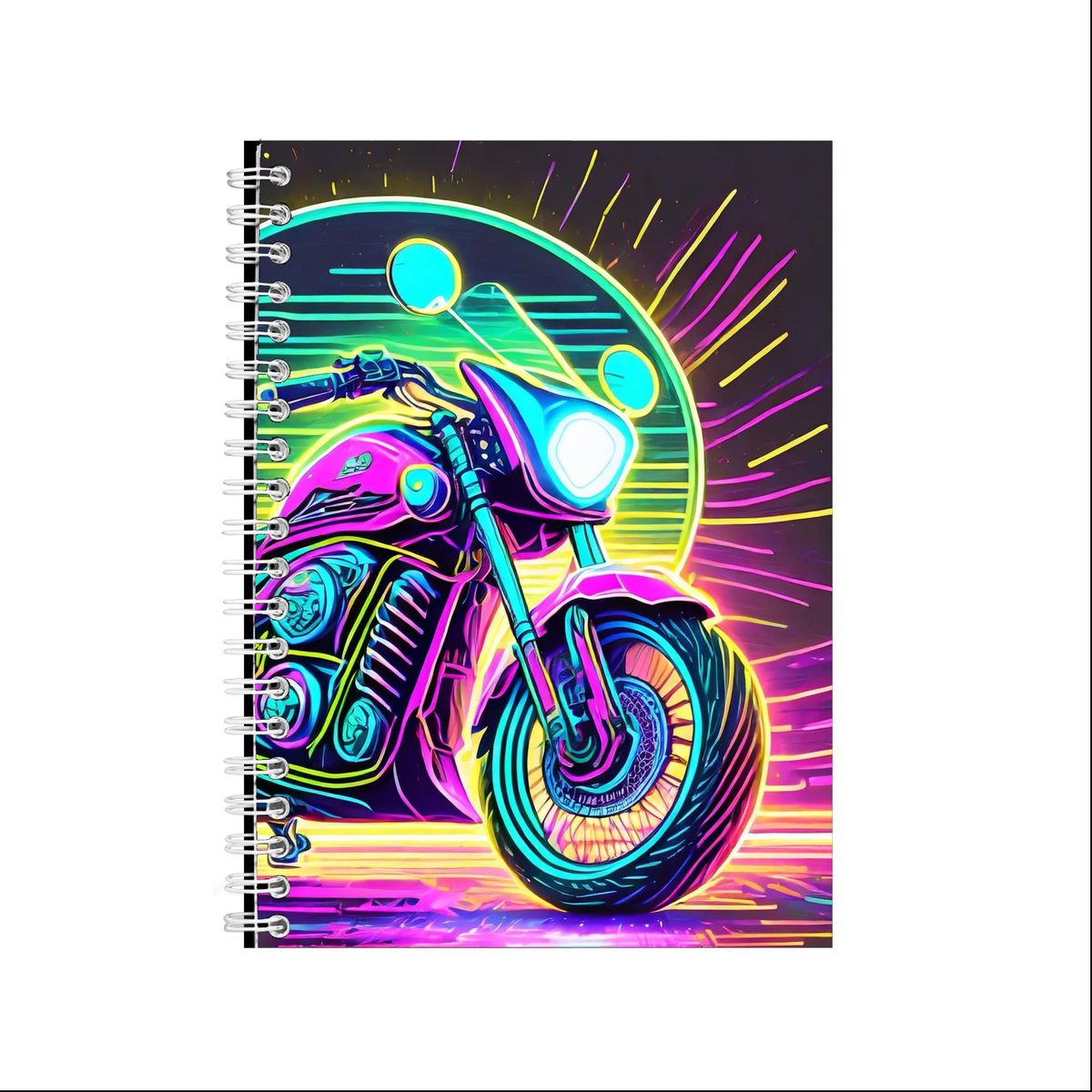 Neon A5 Notebook for Work Trendy Colorful Bikes Graphic Design Present ...