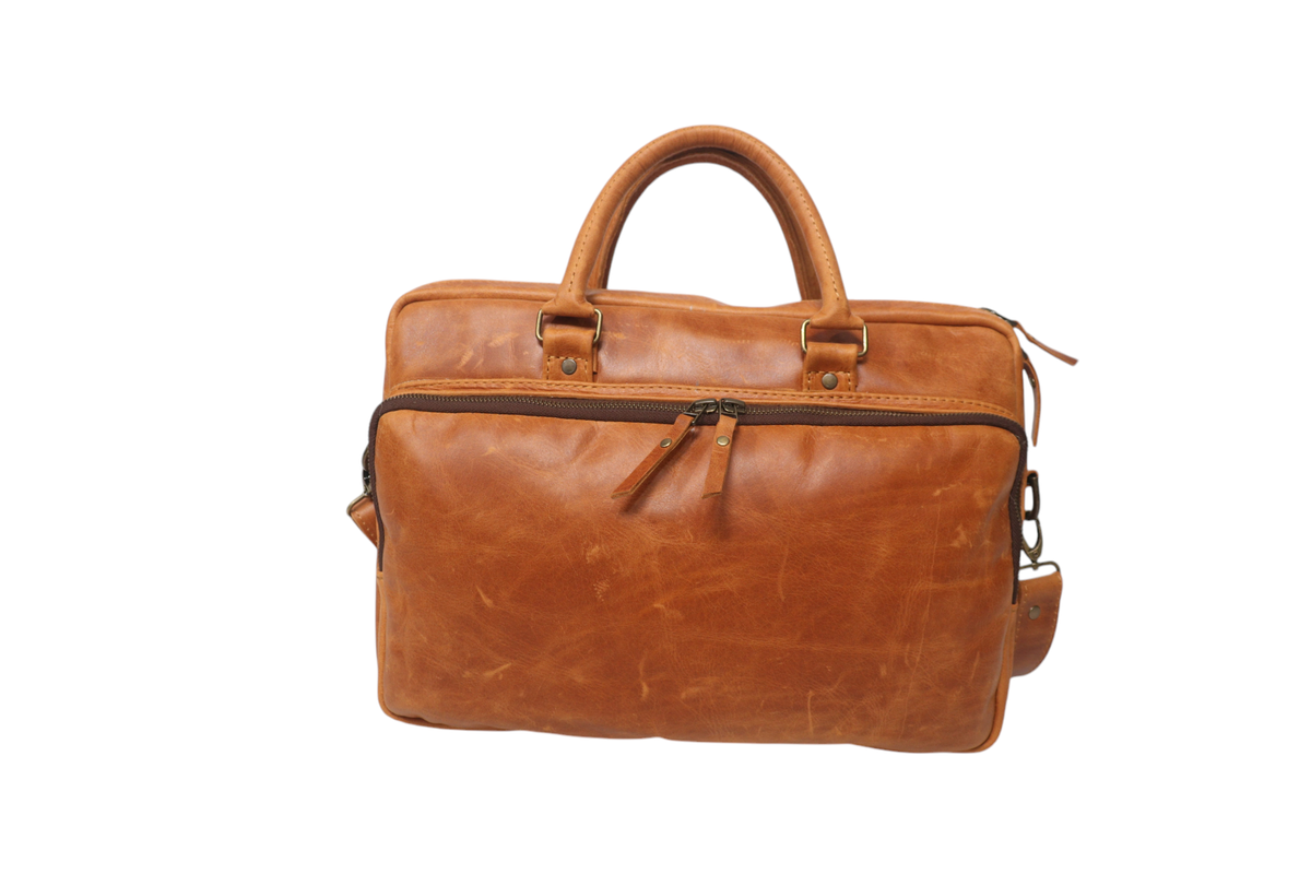 Chaga leather Two-way zipper laptop bag | Shop Today. Get it Tomorrow ...