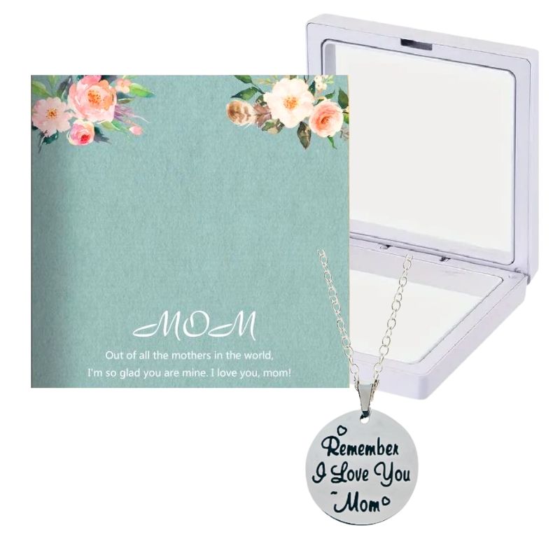 Remember I Love You Mom "Silver Necklace with Card and Gift Box Gift ...