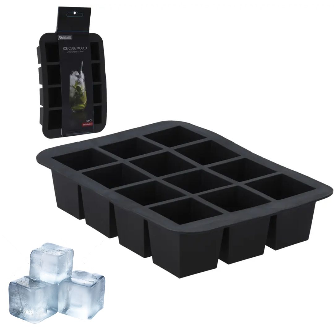12 Piece Silicone Ice Cube Tray and Ice Mould Tray for Bar & Home ...