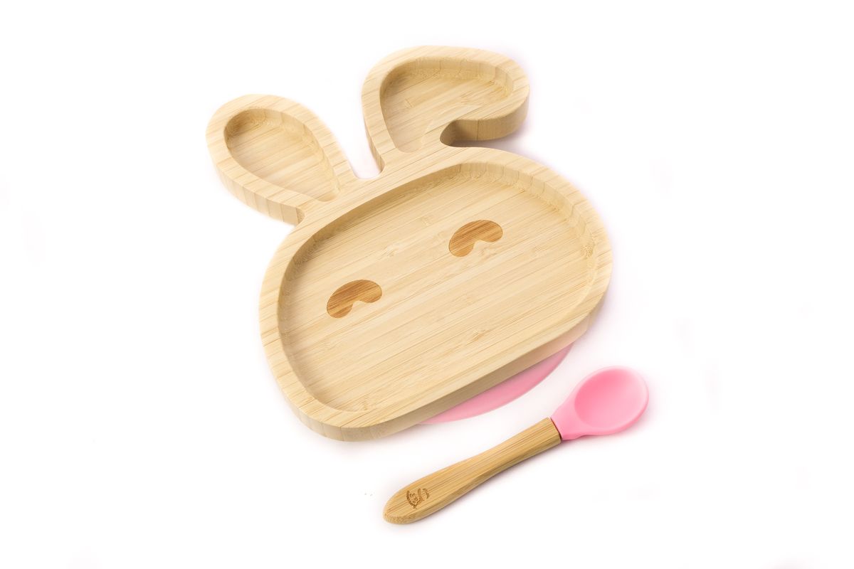 Bamboobino - Bamboo Toddler and Baby Bunny plate - Pink | Shop Today ...